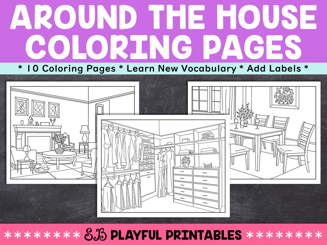 Around the House Coloring Pages Coloring Pages for Kids - Etsy