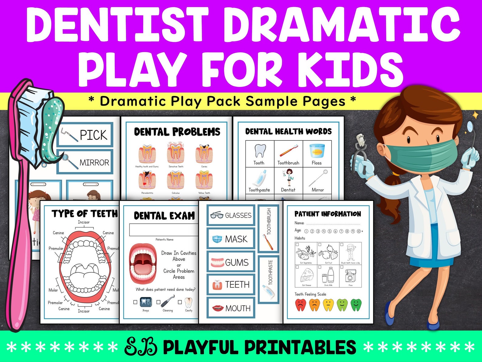 Dentist Pretend Play Set Dental Clinic Play Printables Home - Etsy