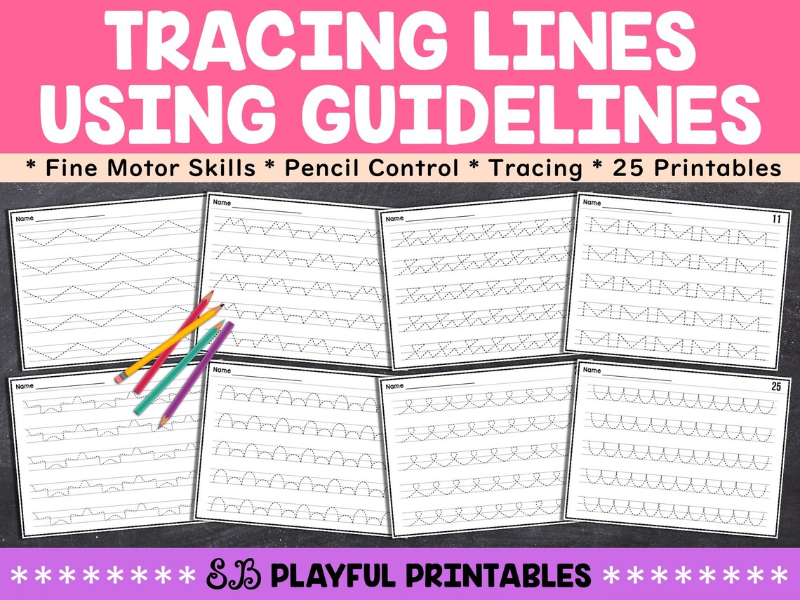 Tracing Practice Worksheets, Fine Motor Skills Practice, Pre-writing ...