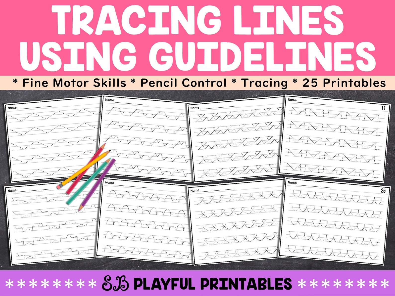 Tracing Practice Worksheets, Fine Motor Skills Practice, Pre-writing ...
