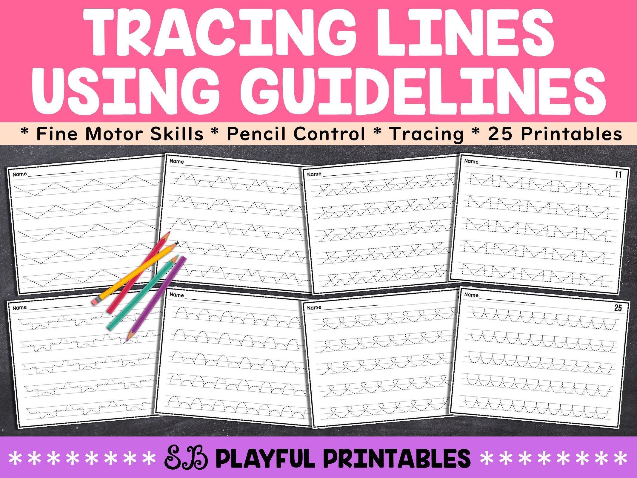Tracing Practice Worksheets, Fine Motor Skills Practice, Pre-writing ...