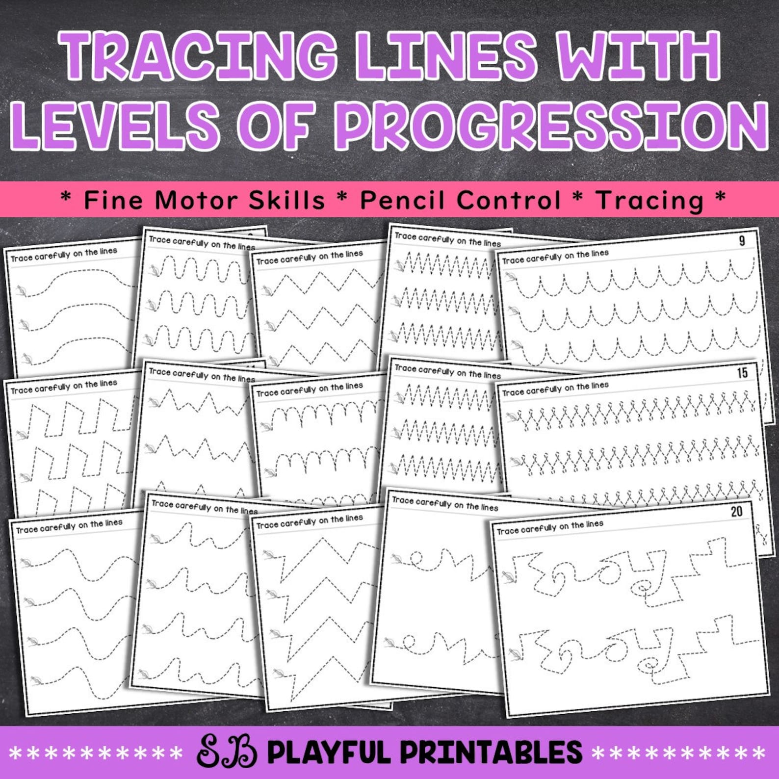 Tracing Practice Worksheets, Fine Motor Skills Practice, Pre-writing ...