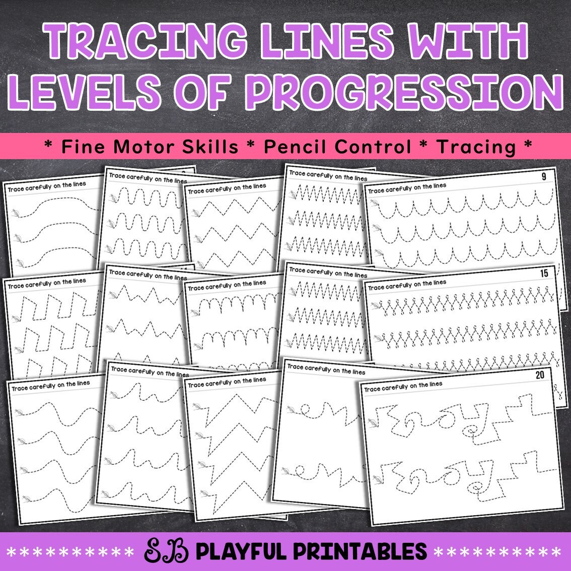 Tracing Practice Worksheets, Fine Motor Skills Practice, Pre-writing ...