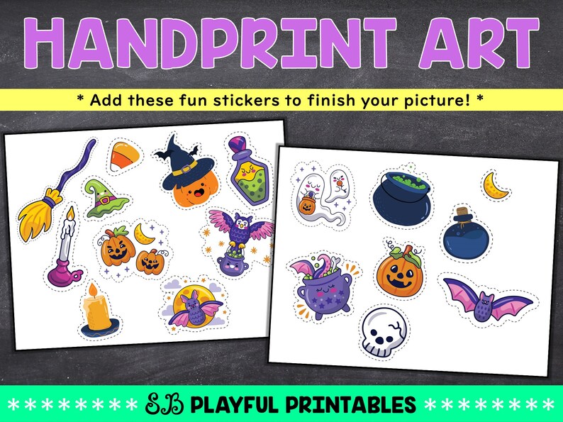 Halloween Handprint Art for Kids, Halloween Themed Printable Art ...