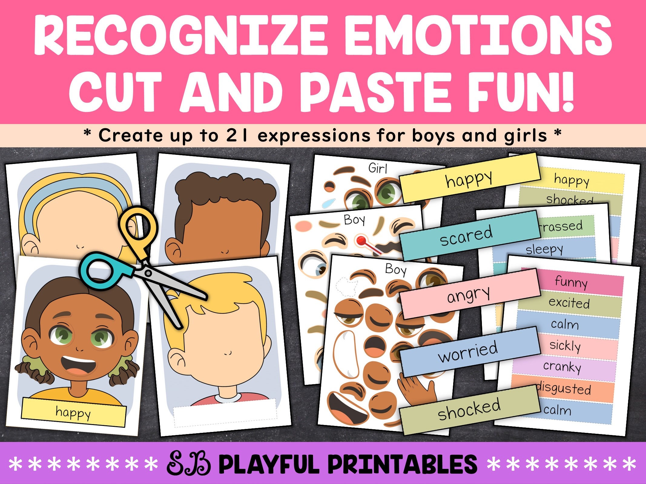 Emotions Cut and Paste Activity for Kids Emotions Posters - Etsy Hong Kong