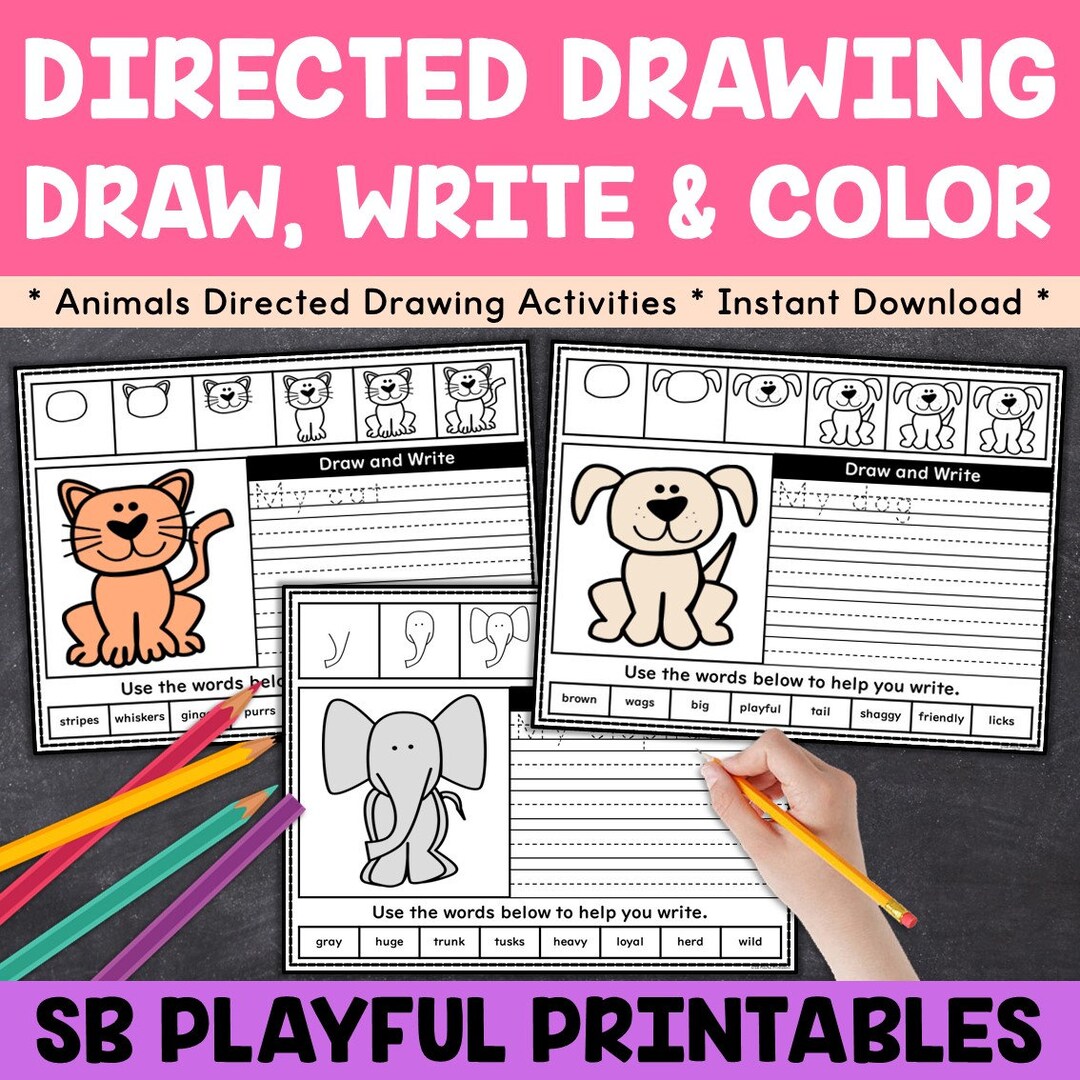 Animals Directed Drawing and Writing Activity for Kids, Home School ...