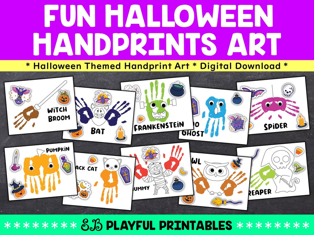 Halloween Handprint Art for Kids, Halloween Themed Printable Art ...