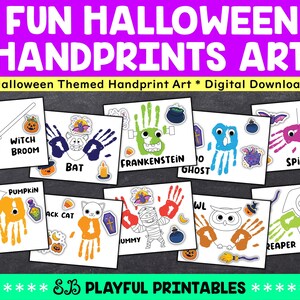 Halloween Handprint Art for Kids, Halloween Themed Printable Art ...