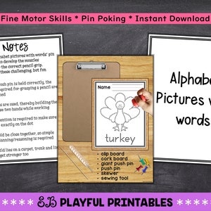 Alphabet Pin Poking Worksheets for Kids, Printable Alphabet Pictures ...