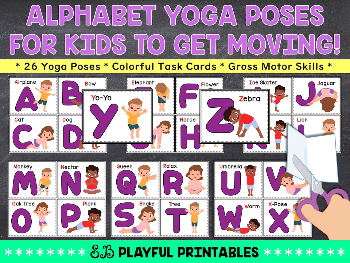 Alphabet Yoga Poses Printables for Kids, Yoga Posters for Kids, Kids ...