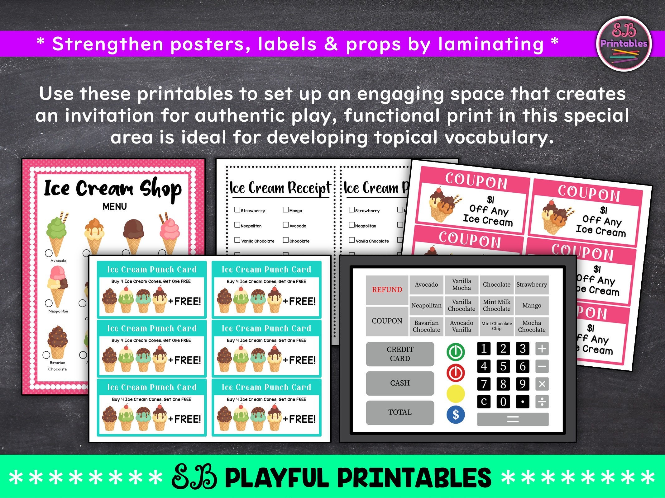 Ice Cream Shop Pretend Play, Ice Cream Shop Play Printables, Home ...