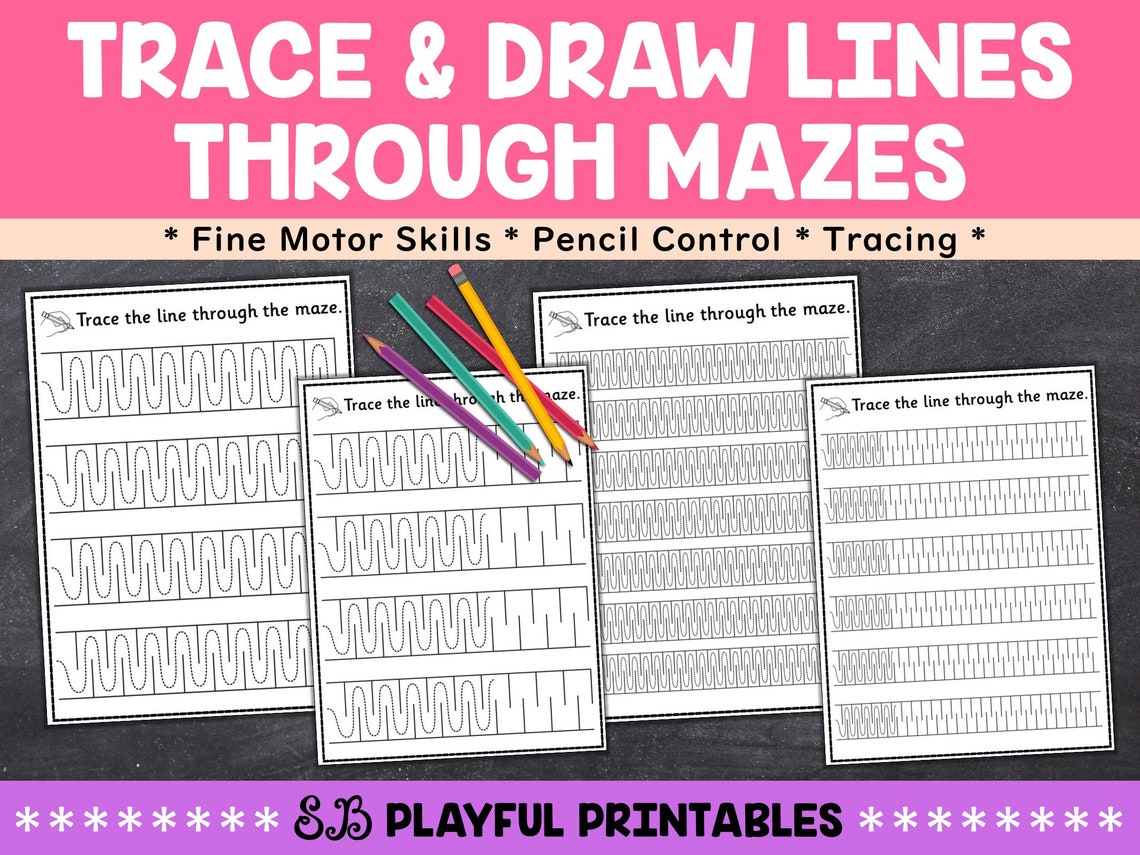 Tracing Practice Worksheets, Fine Motor Skills Practice, Pre-writing ...