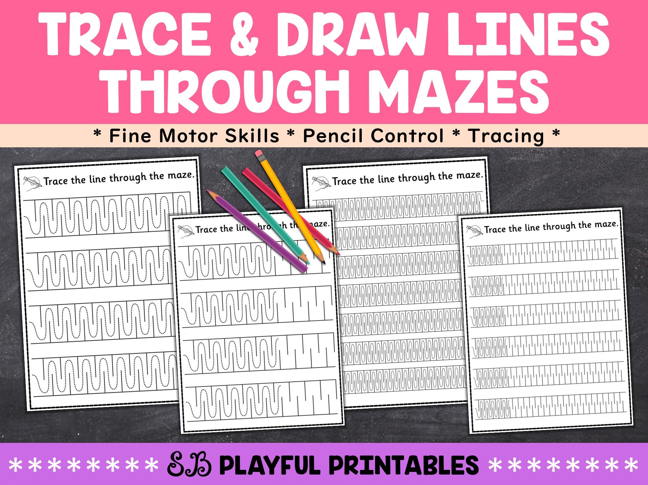 Tracing Practice Worksheets, Fine Motor Skills Practice, Pre-writing ...
