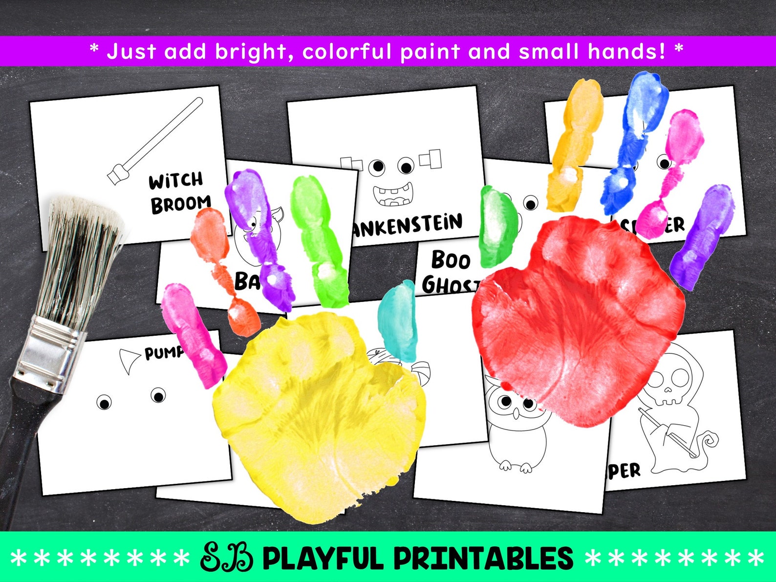 Halloween Handprint Art for Kids, Halloween Themed Printable Art ...