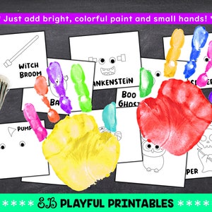Halloween Handprint Art for Kids, Halloween Themed Printable Art ...