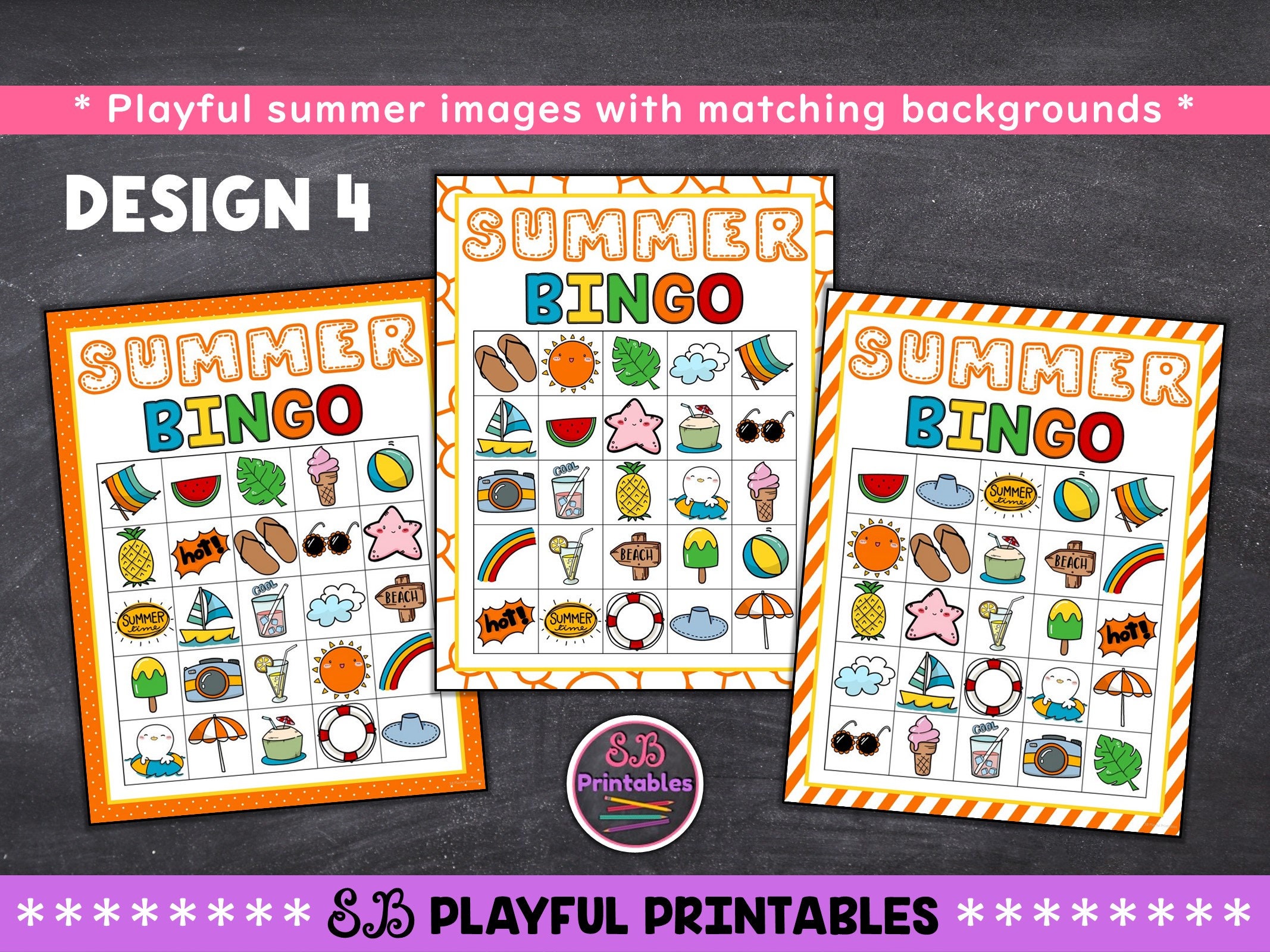 Summer Bingo Game for Kids and Adults, Summer Printable Game, Summer ...