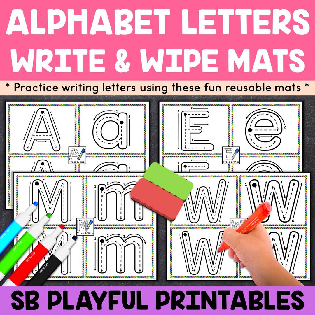 Alphabet Write and Wipe Activity Mats, Write and Wipe Letter Activity ...