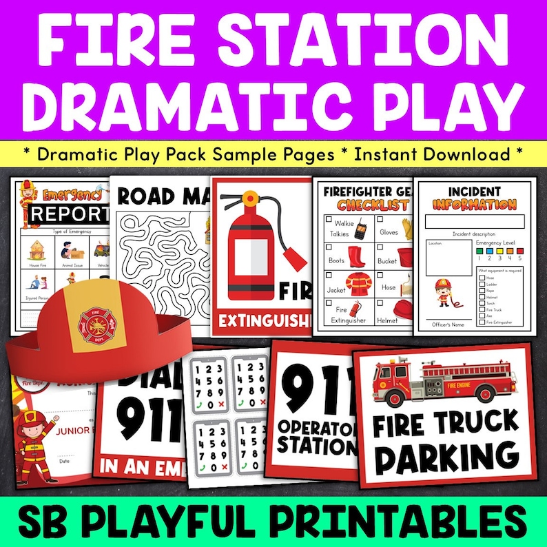 Fire Station Pretend Play, Fire Station Play Printables, Home School ...
