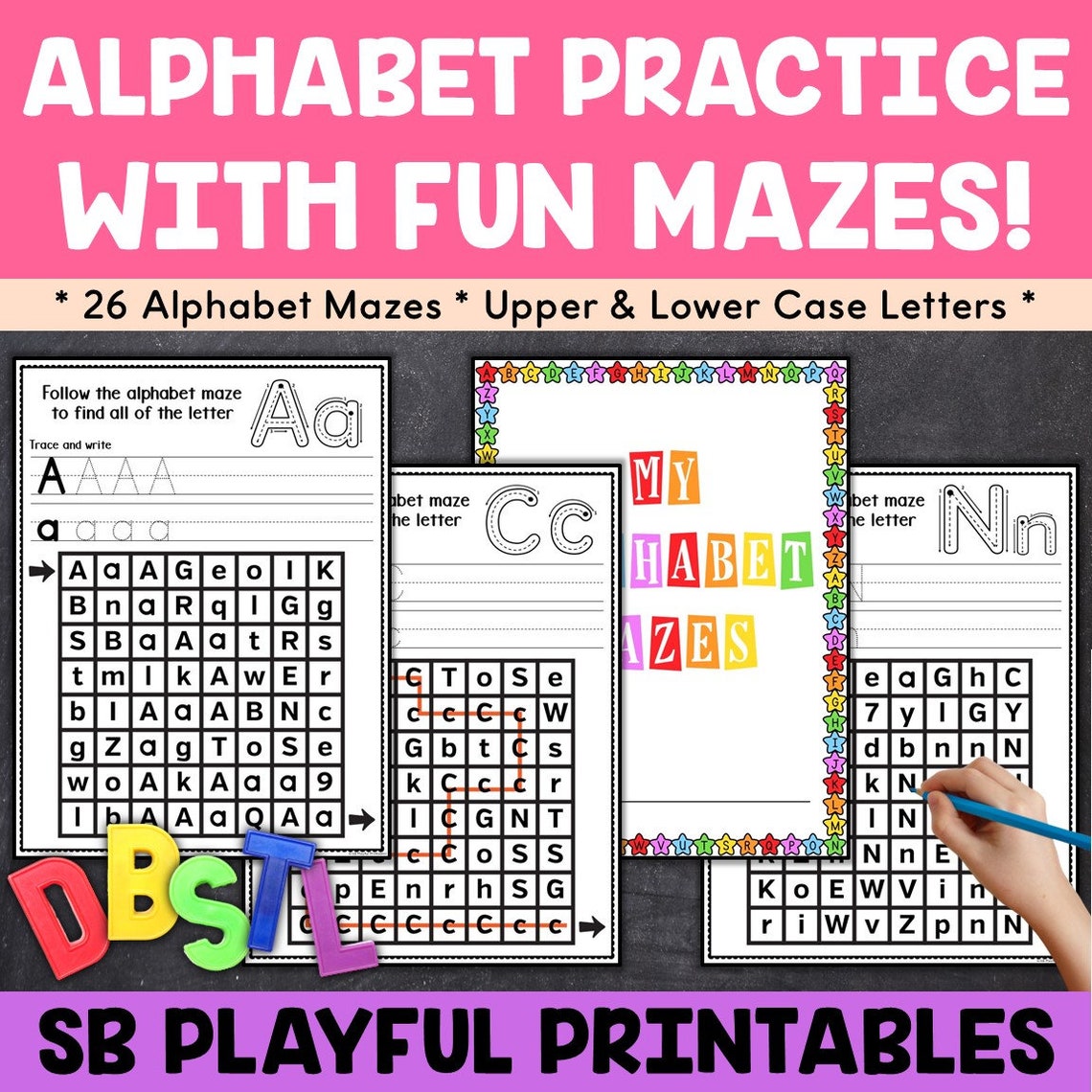 Alphabet Mazes for Kids, Letter Identification Activities, Upper Case ...