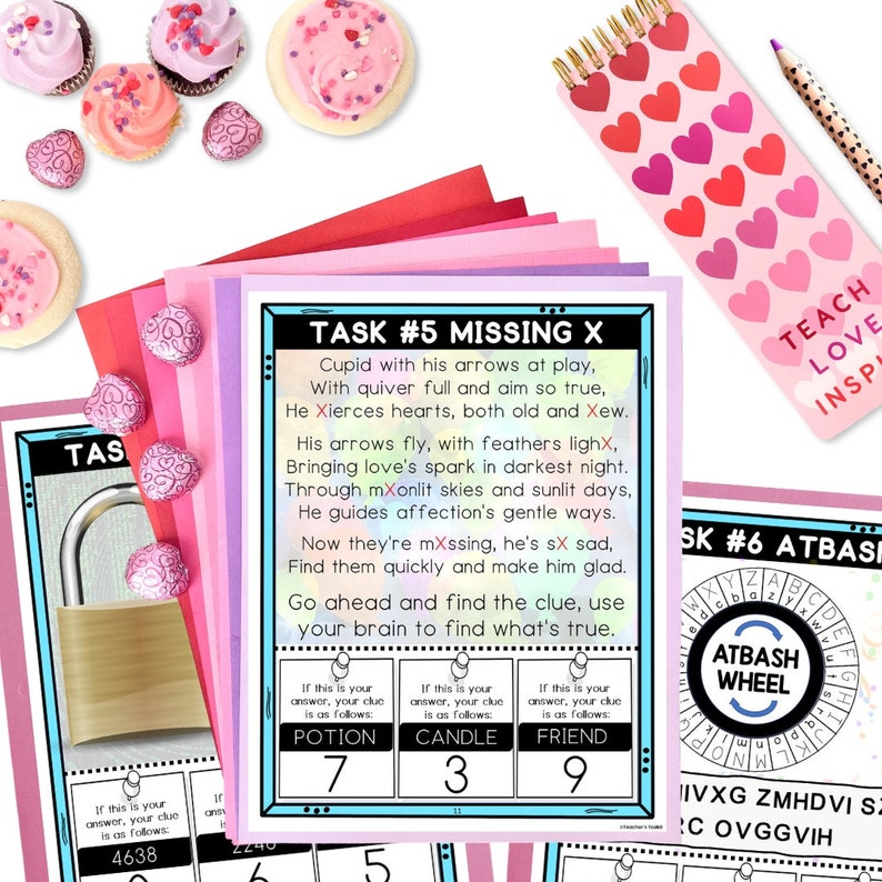 Valentine's Day Printable Escape Room Fun Puzzles NO PREP Print and Go ...