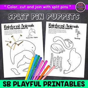Rainforest Animals Split Pin Puppet Craft, DIY Rainforest Animal ...
