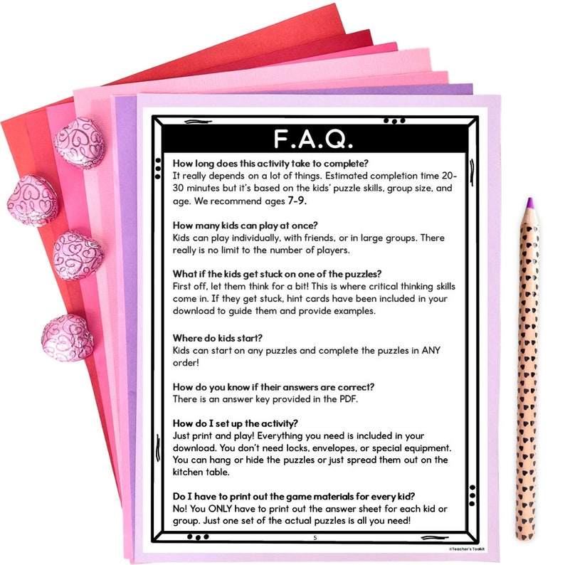 Valentine's Day Printable Escape Room Fun Puzzles NO PREP Print and Go ...