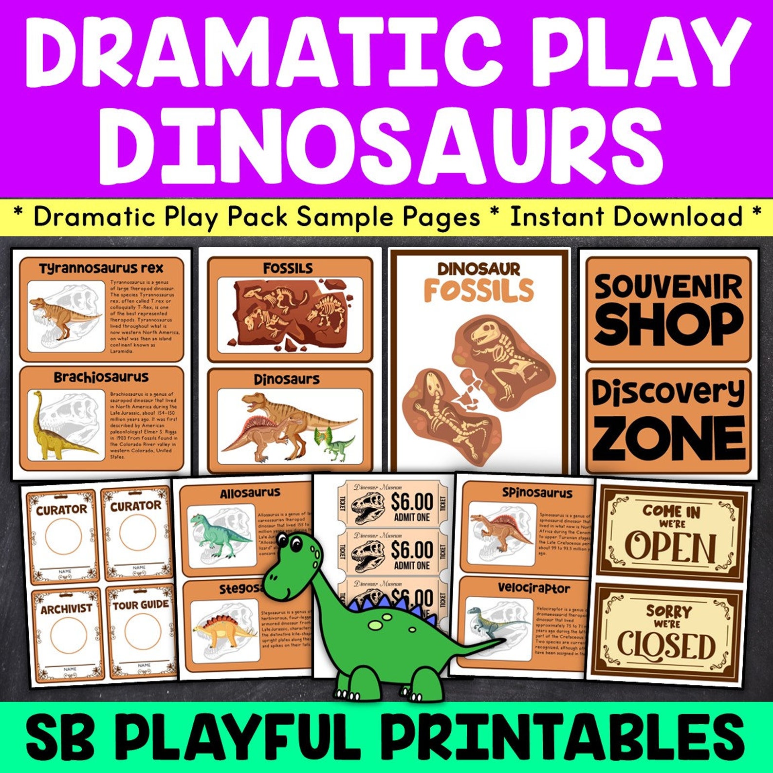 Dinosaur Museum Pretend Play, Dinosaur Museum Play Printables, Home ...