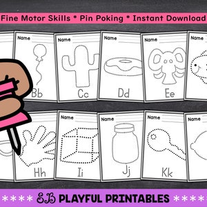 Alphabet Pin Poking Worksheets for Kids, Printable Alphabet Pictures ...