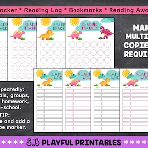 Dinosaur Printable Reading Log for Kids, Book Tracker Challenge for ...