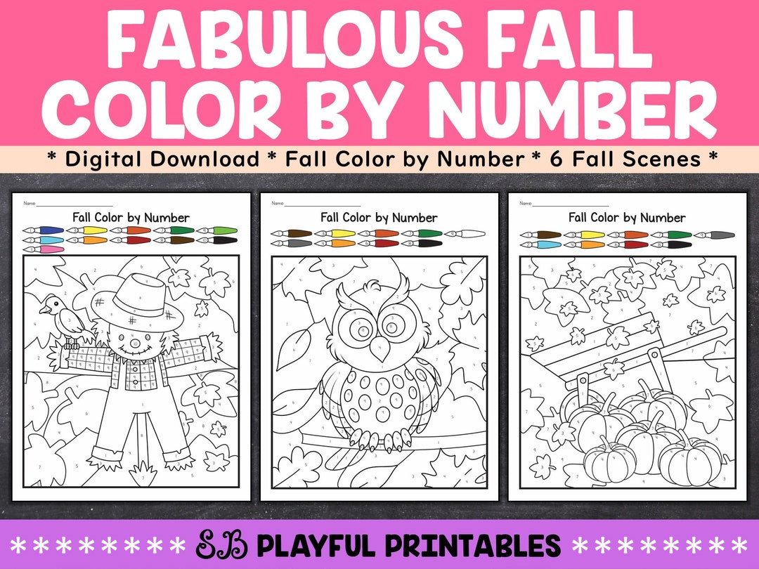 Fall Color by Number, Color by Number Activities for Kids, Fine Motor ...