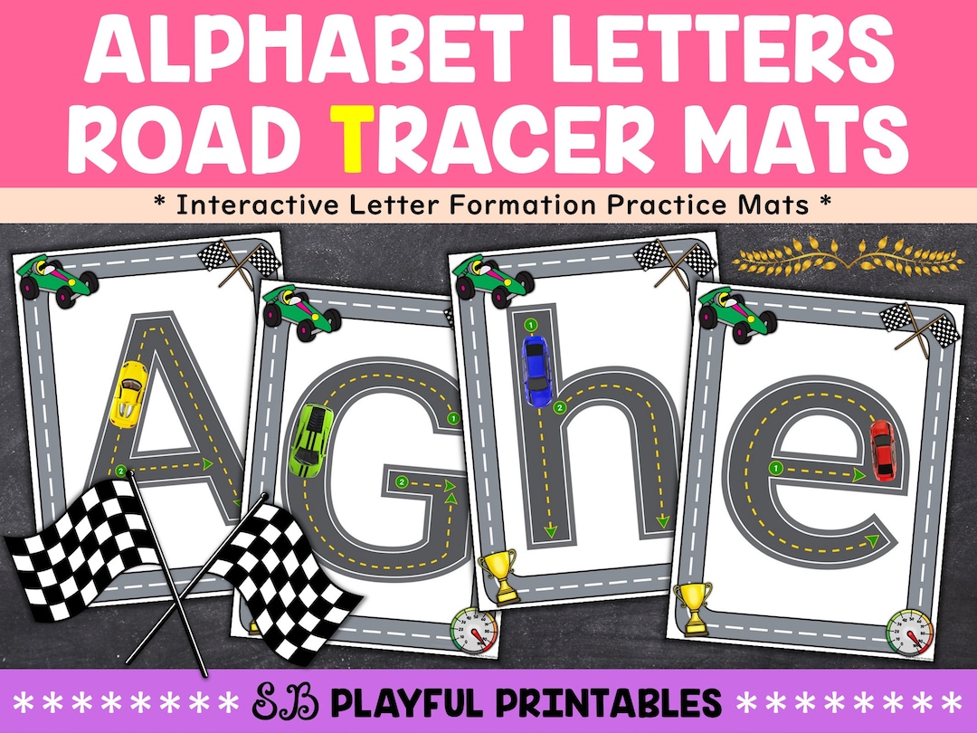 Alphabet Road Tracers Letter Formation, Alphabet Activity Mats Letter ...