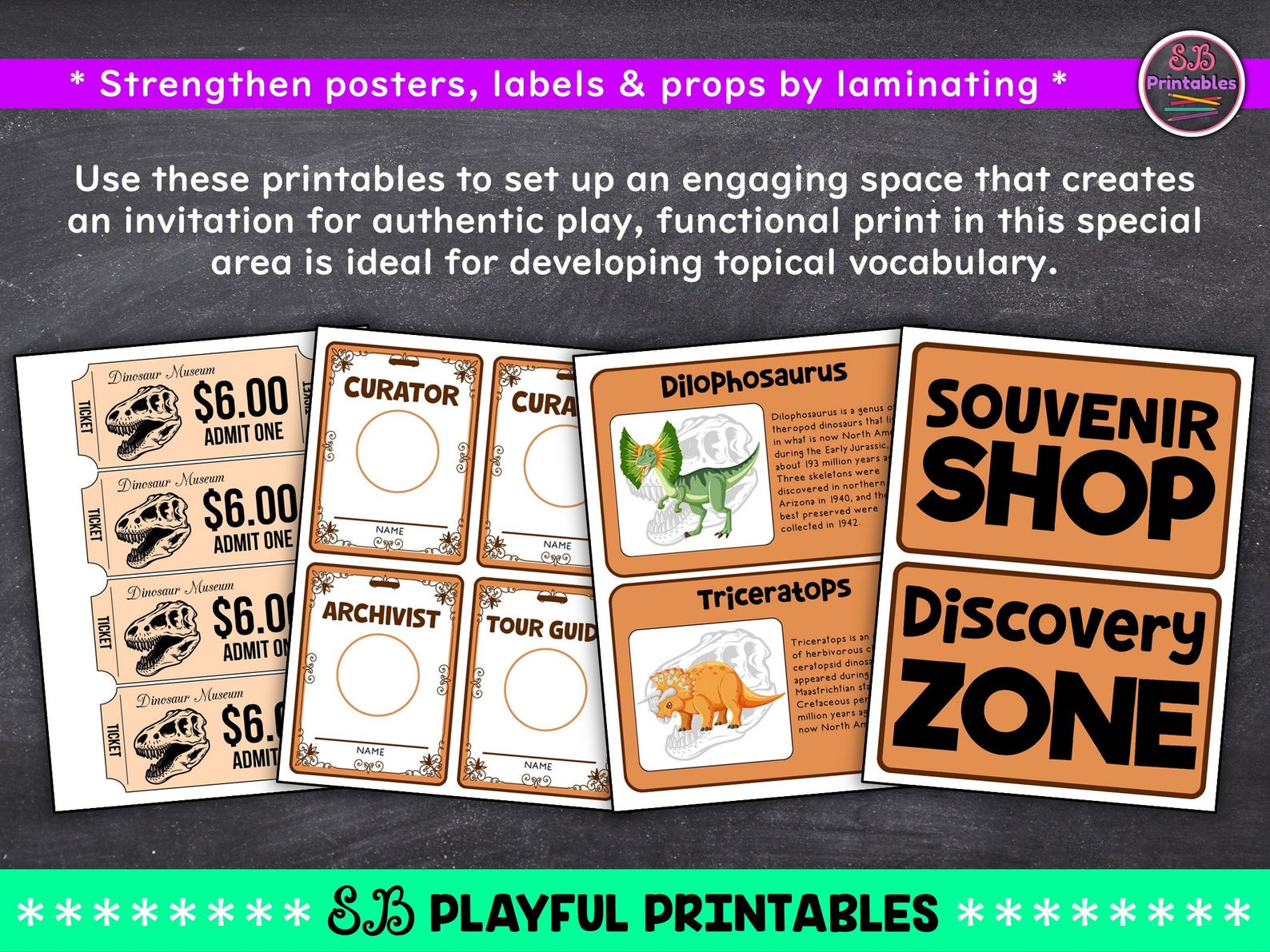 Dinosaur Museum Pretend Play, Dinosaur Museum Play Printables, Home ...