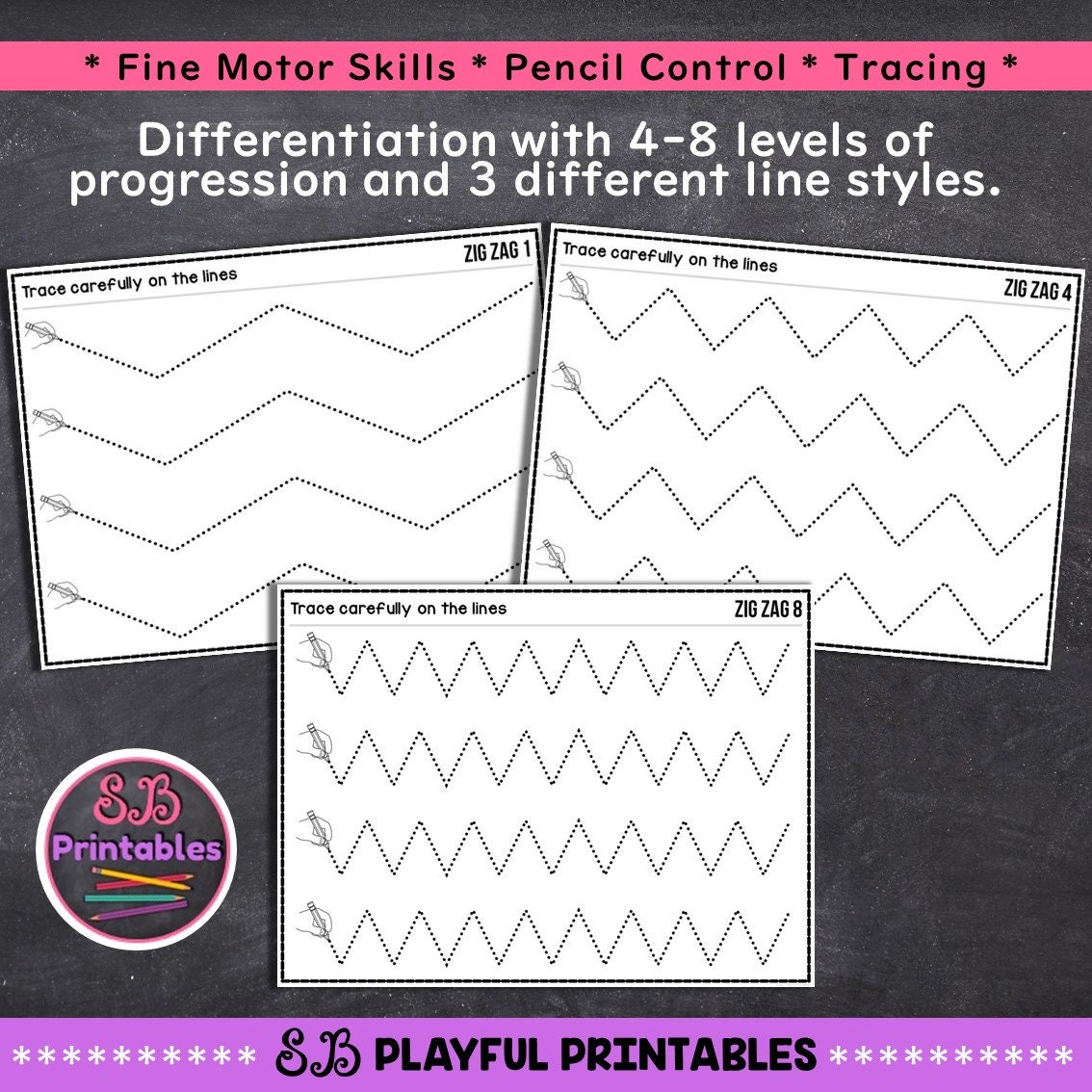 Tracing Practice Worksheets, Fine Motor Skills Practice, Pre-writing ...