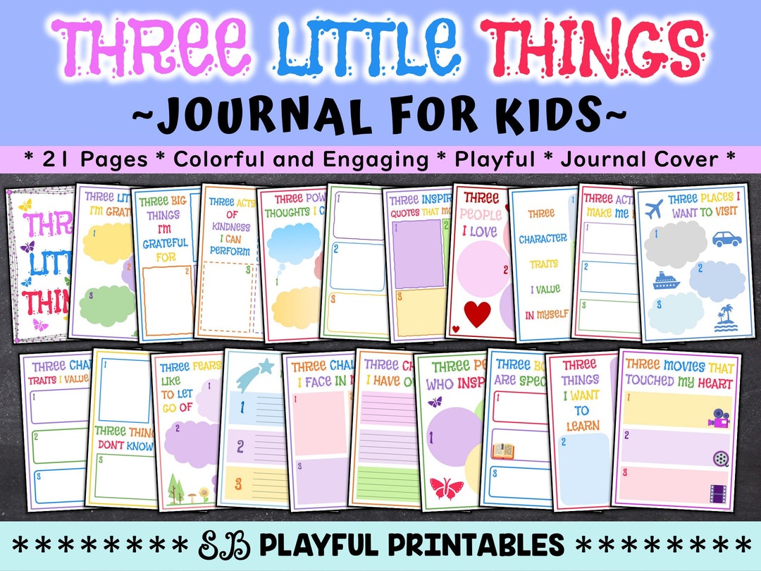 Daily Journal Printable for Kids, Just Three Things Journal, Beginning ...