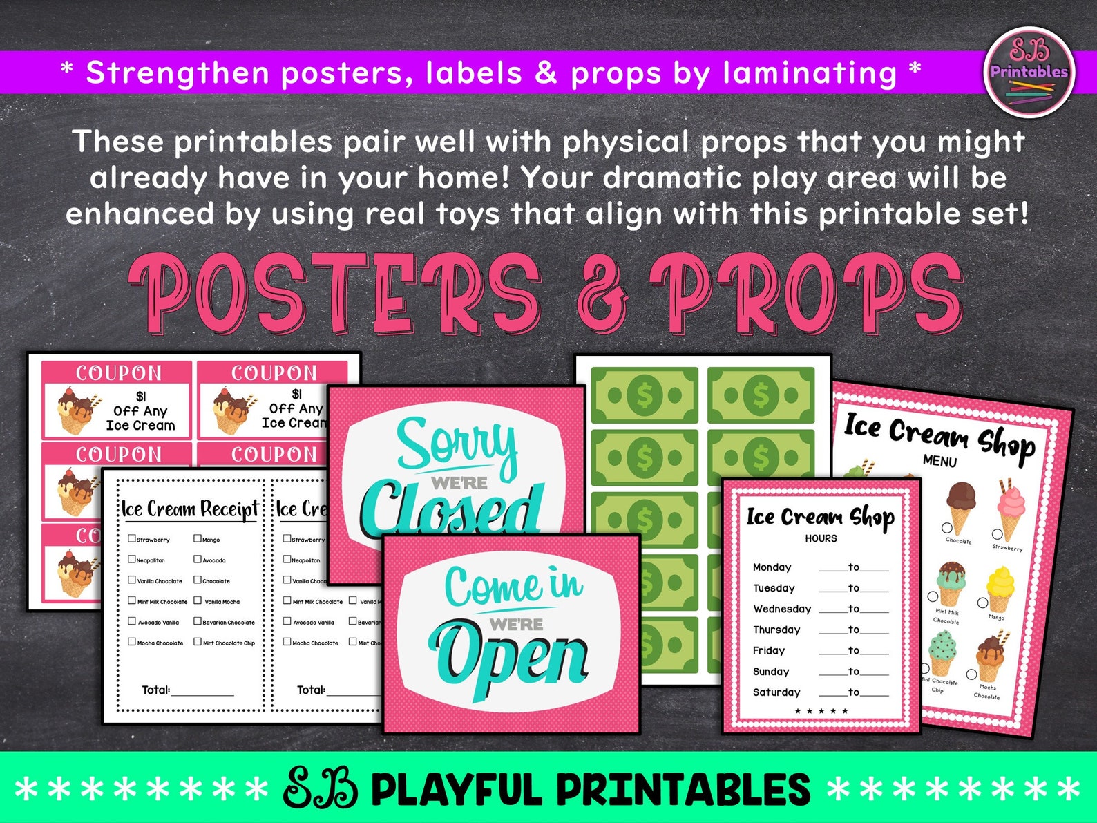 Ice Cream Shop Pretend Play, Ice Cream Shop Play Printables, Home ...