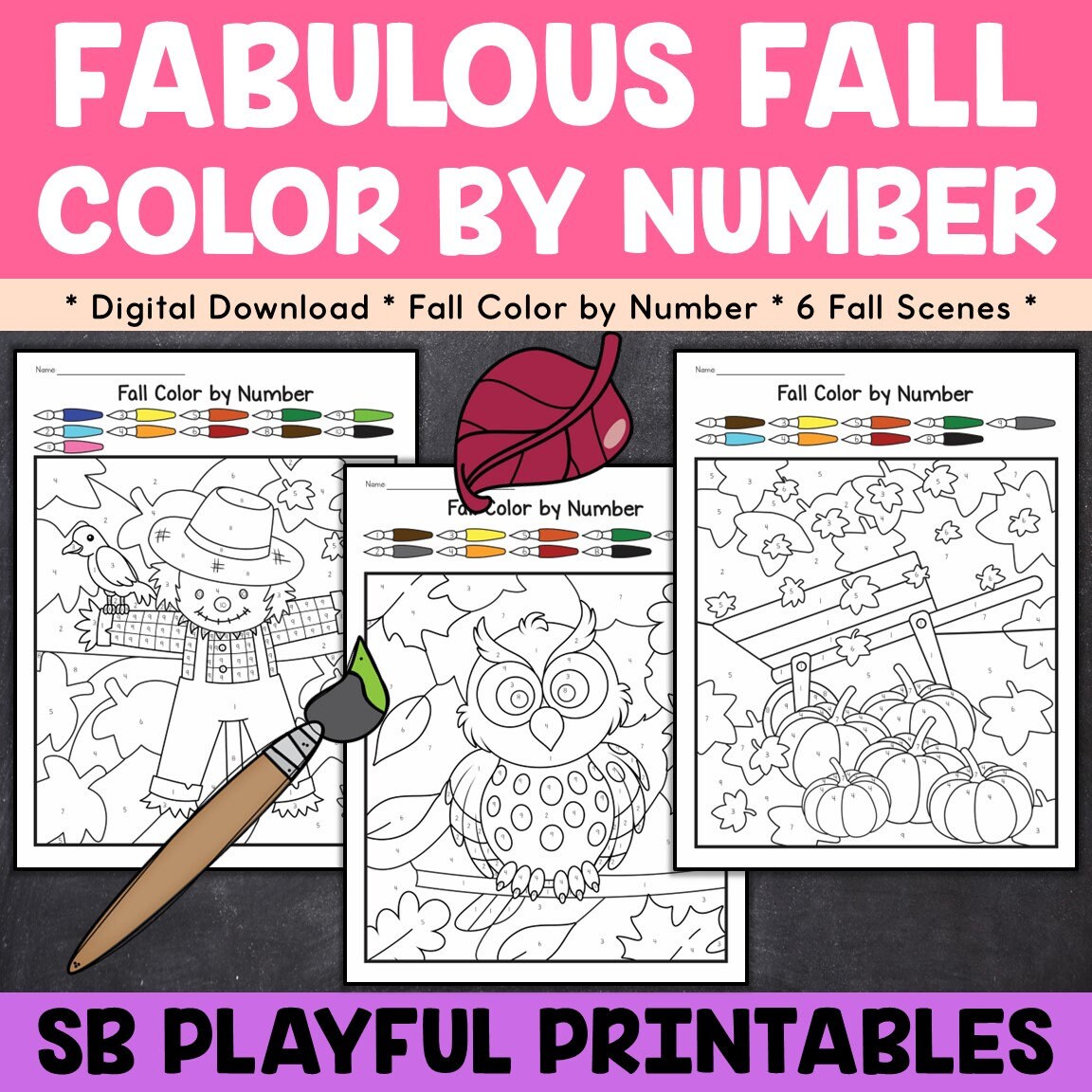 Fall Color by Number, Color by Number Activities for Kids, Fine Motor ...