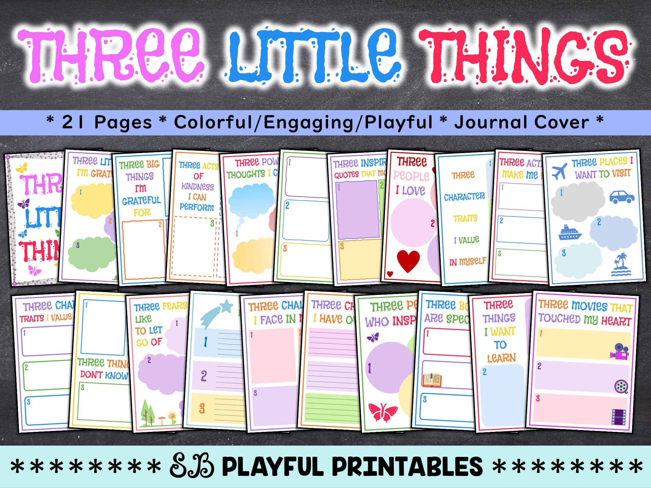 Daily Journal Printable for Kids, Just Three Things Journal, Beginning ...