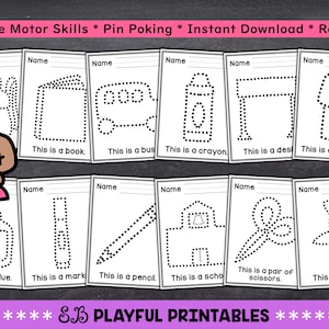 School Supplies Pin Poking Worksheets for Kids, Printables for ...