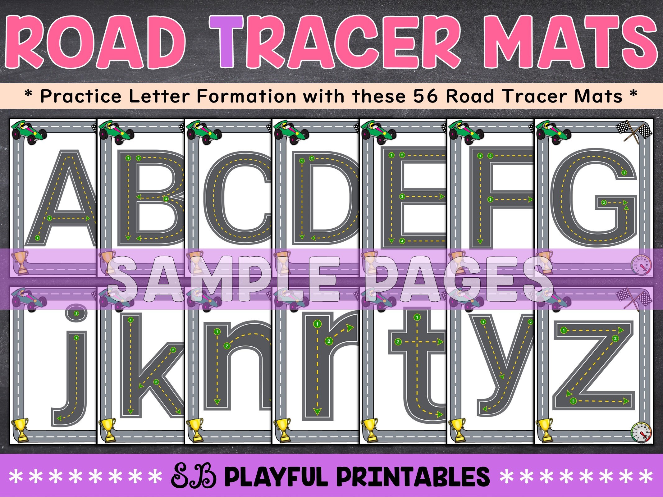 Alphabet Road Tracers Letter Formation, Alphabet Activity Mats Letter ...