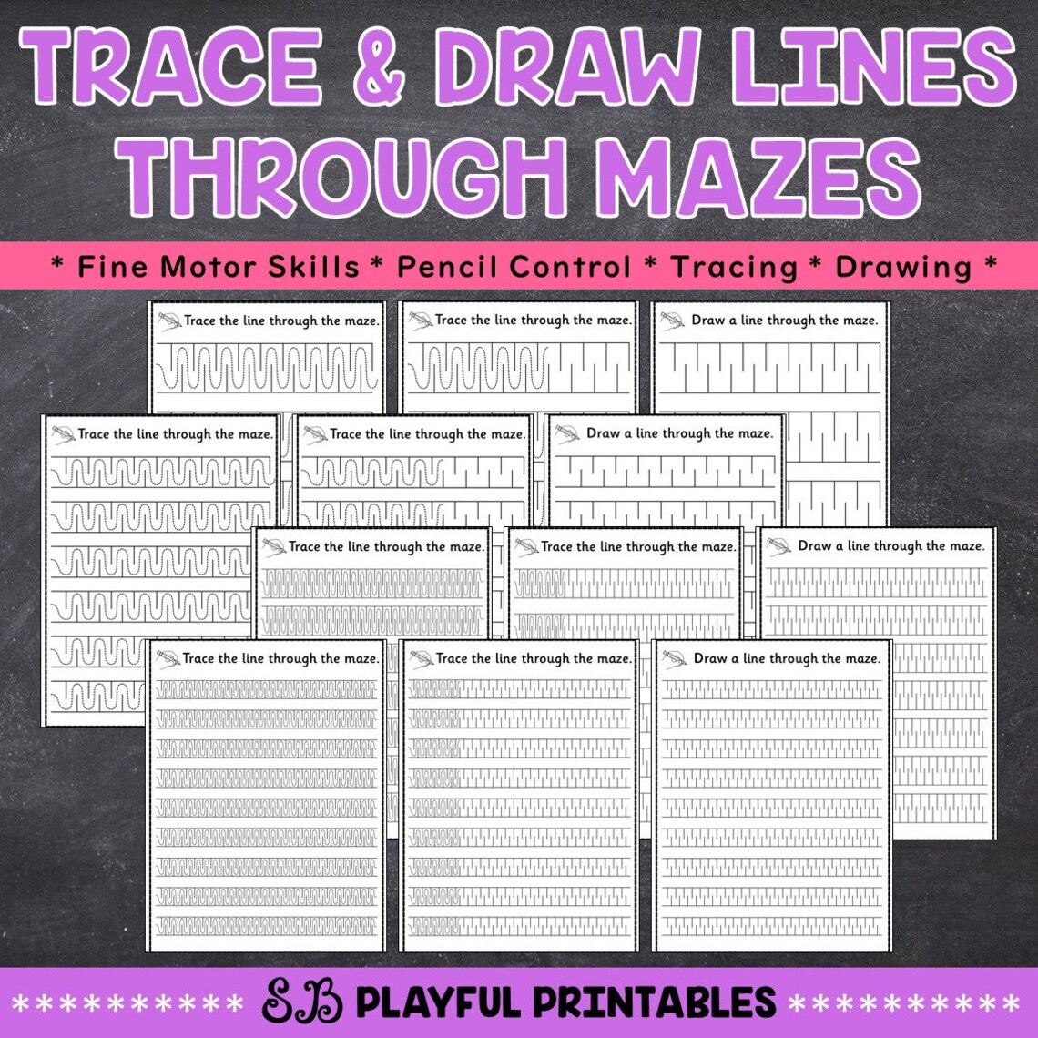 Tracing Practice Worksheets, Fine Motor Skills Practice, Pre-writing ...
