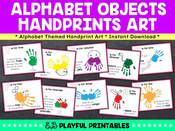 Alphabet Handprint Art Activity for Kids Alphabet Printable - Etsy