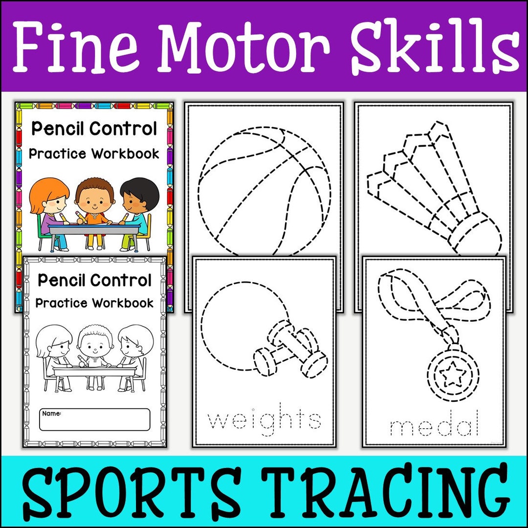Sports Tracing Practice Worksheets, Fine Motor Skills Practice, Pre ...