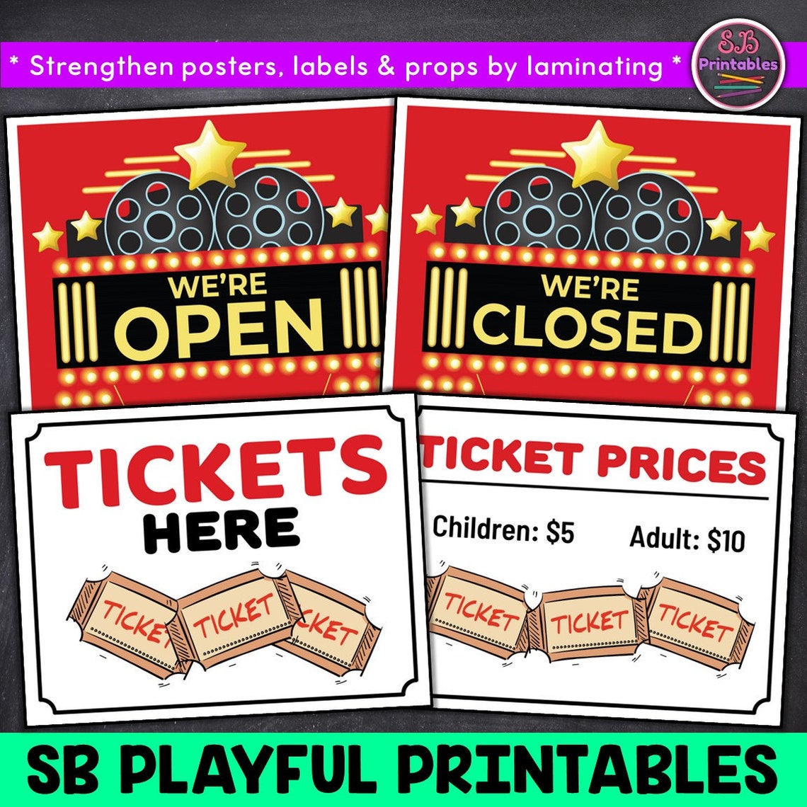 Movie Theater Pretend Play, Movie Theater Play Printables, Home School ...