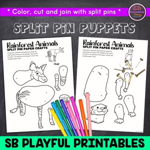 Rainforest Animals Split Pin Puppet Craft, DIY Rainforest Animal ...