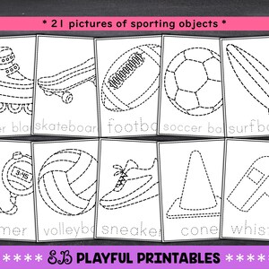 Sports Tracing Practice Worksheets, Fine Motor Skills Practice, Pre ...