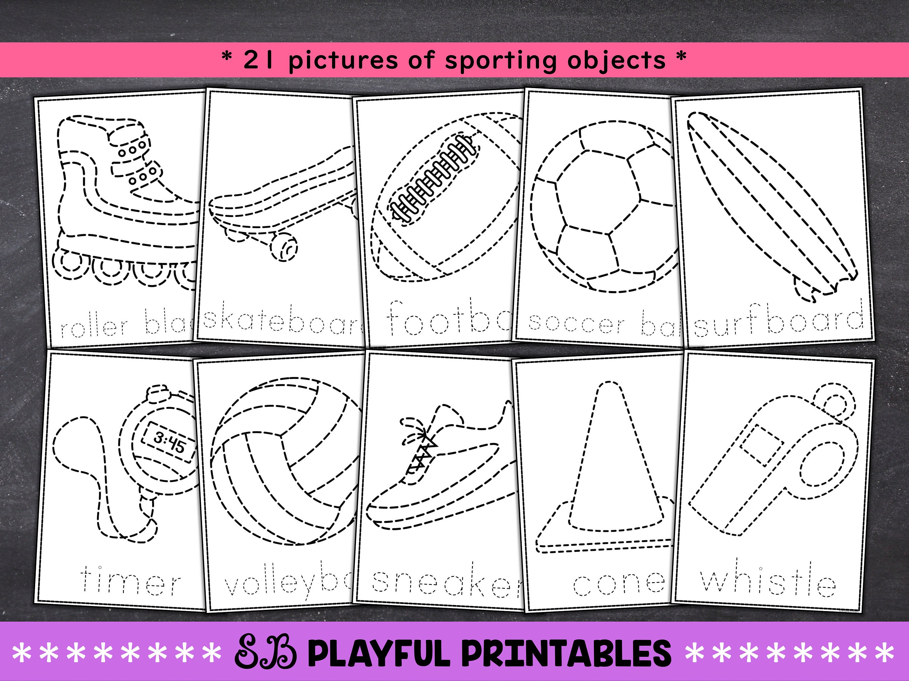 Sports Tracing Practice Worksheets, Fine Motor Skills Practice, Pre ...