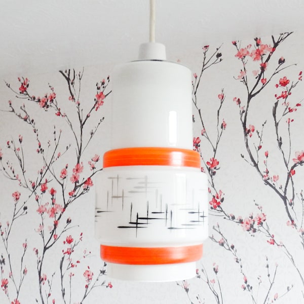 Orange Glass Retro Pendant Light - Etsy UK