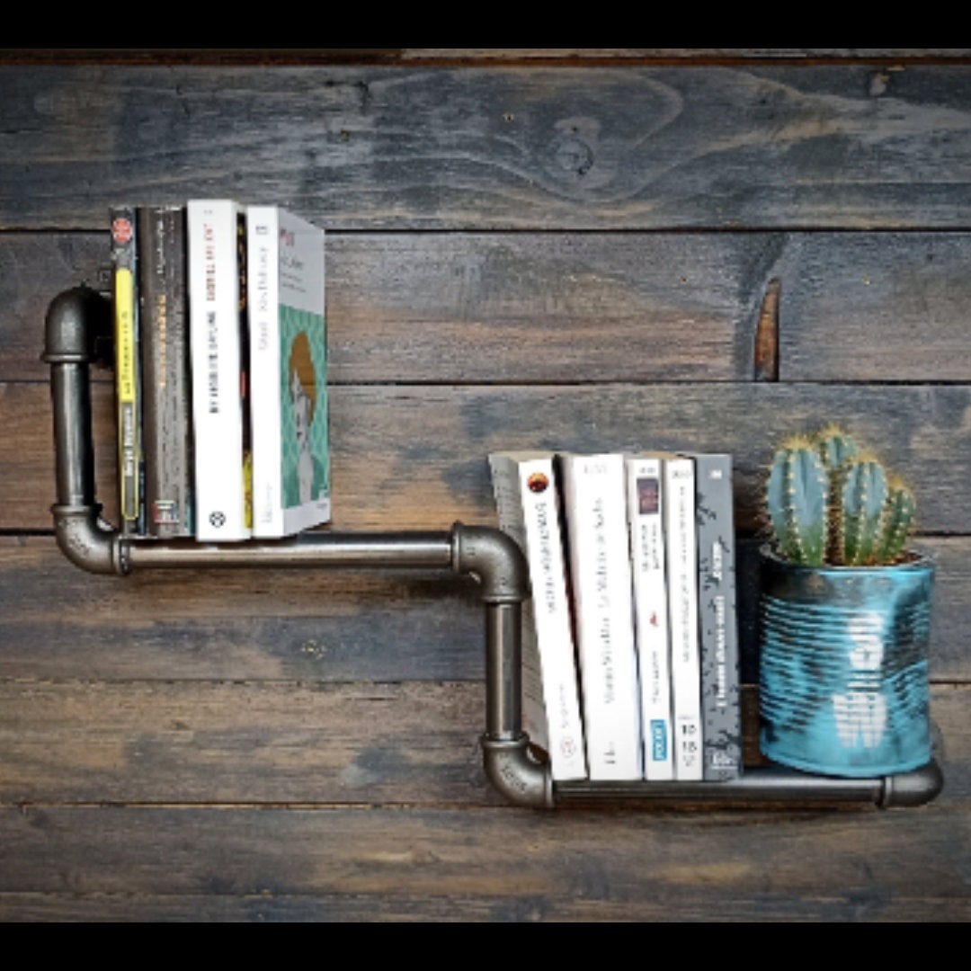 Industrial Wall Shelf. Library for Paperbacks, Dvds, Cds. Industrial ...