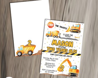 Excavator Party Invite - Etsy