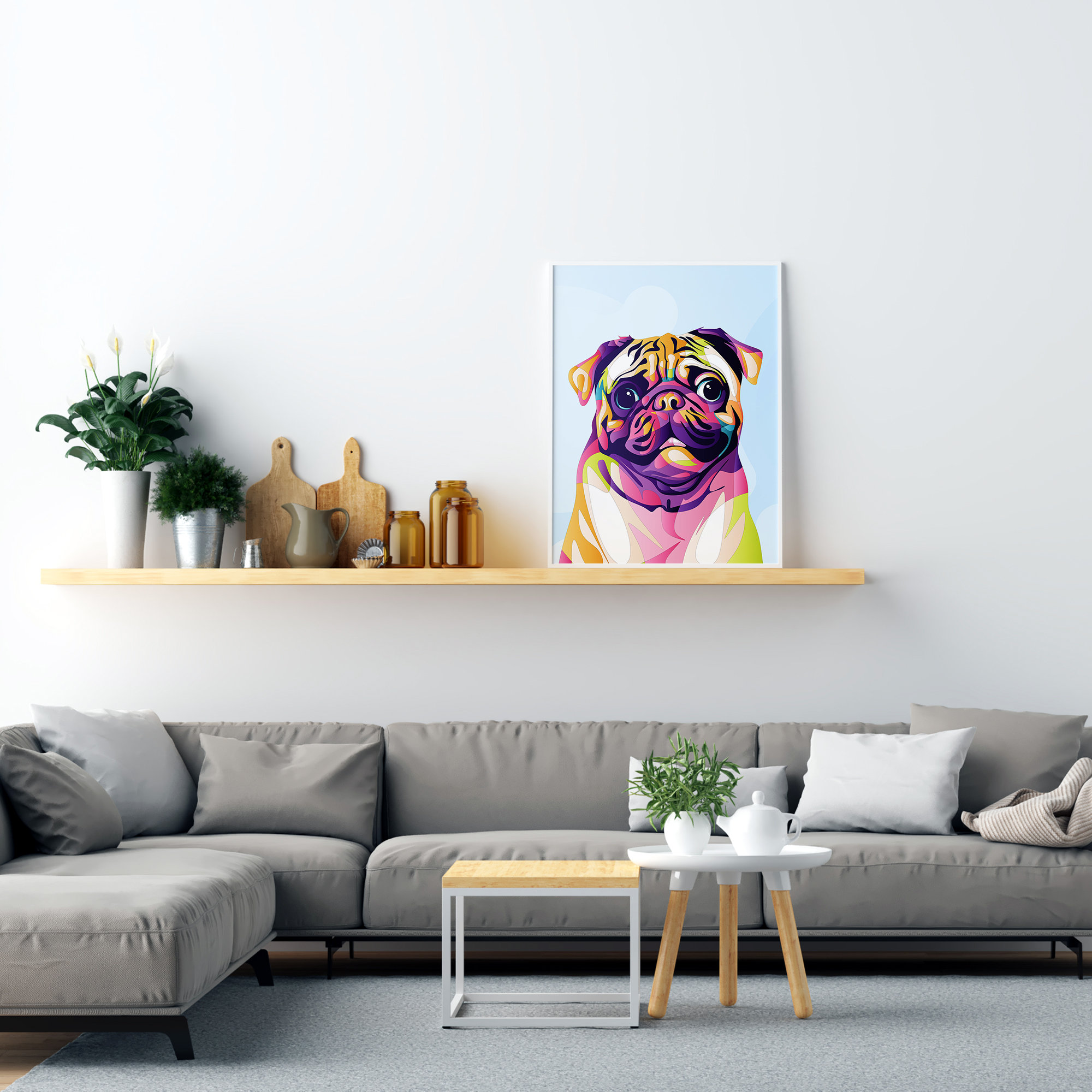 Dog Poster Pug Digital Download Wall Decor Portrait - Etsy